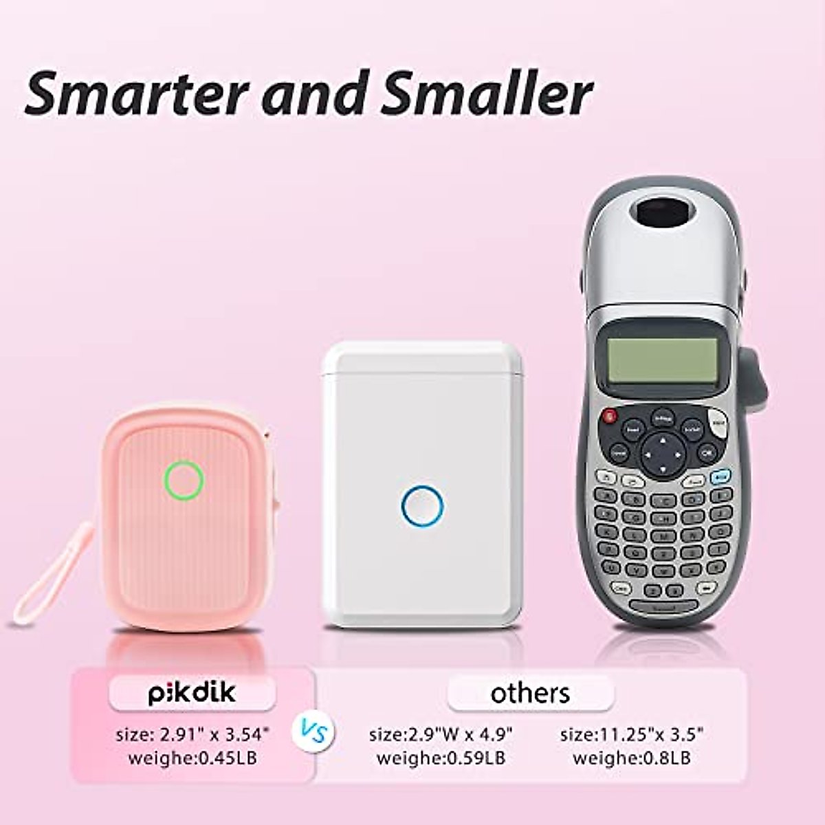 PikDik Bluetooth Label Maker Machine - Mini Portable Labeler with Tape, Label Printer for Labeling Jars Bins Home Organizing Office, Compatible with iPhone Android, USB Rechargeable Easy to Use