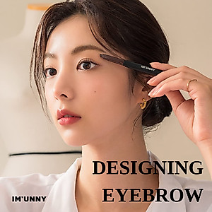 IM UNNY Designing Eyebrow Pencil with Brush (Brown), Waterproof, Ultra-Triangle Tip to draw Precise hair-like stroke, Longwearing, Soft texture with Natural colors for Daily look, Korean Makeup