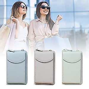 The Original Clutch Wallet, Crossbody Leather Shoulder Bags and Clutches, Women's Crossbody Handbags Cellphone Pouch (Gray)