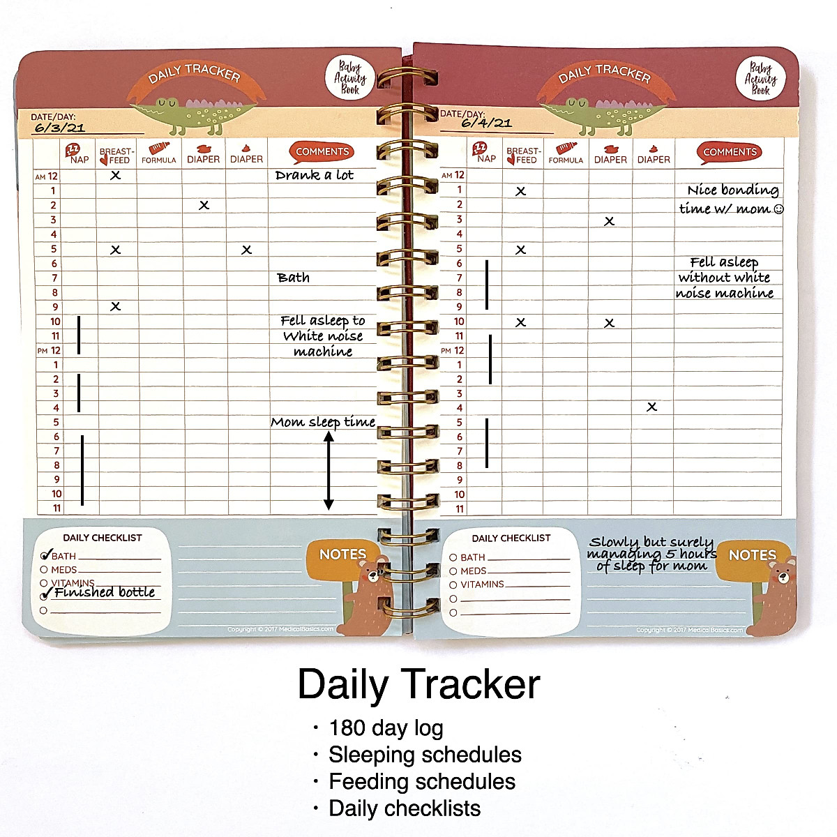 Baby Tracking Journal (Girl Edition) - HARDCOVER Baby Diary for Newborns, Daily Activity Log, Developmental Milestones, Immunization Schedule, Health Record, Emergency Contacts, and More! - Made by Doctors for