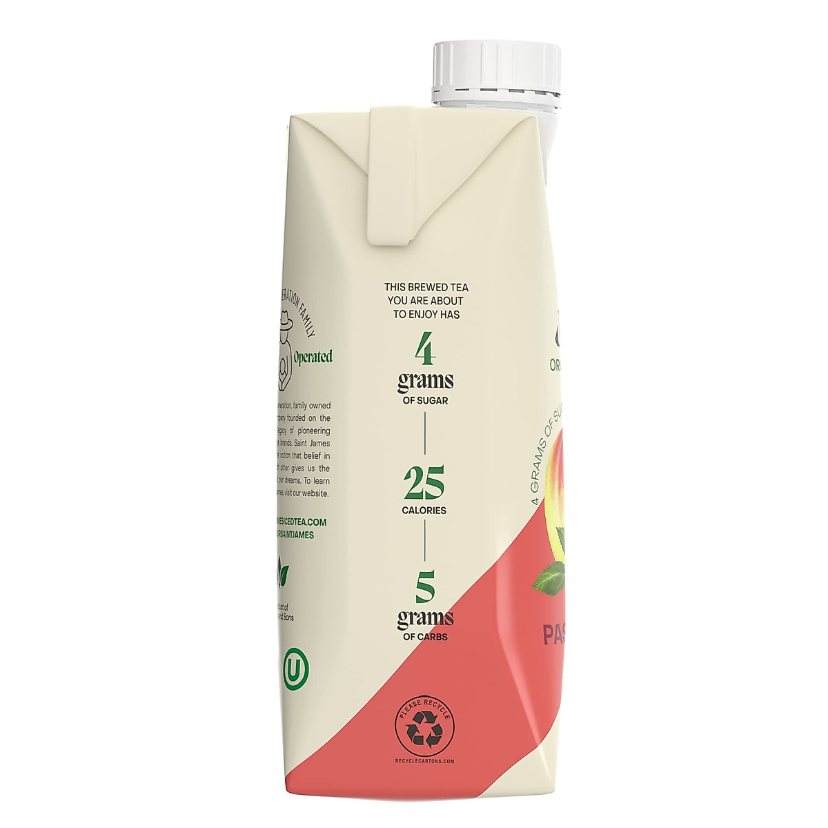 Saint James Iced Tea | Passion Fruit & Peach Organic Green Tea | Organic, Non-GMO Green Tea, 12 Pack (16.9oz each)