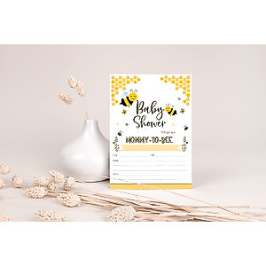Your Main Event Prints Mom To Bee Baby Shower Invitations, Neutral Yellow Bee Baby Shower Invites with Diaper Raffles Cards, Sprinkle, 20 Invites Including Envelopes