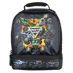INTIMO Monster Jam Grave Digger Megalodon Pirate's Curse Dual Compartment Lunch Box Bag