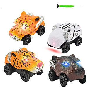Save Unicorn Tracks Cars Replacement only, Toy Cars for Most Tracks Glow in The Dark, Car Track Accessories with 3 Flashing LED Lights, Compatible with Car Tracks for Kids Girls and Boys(4pack)
