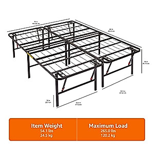 Amazon Basics Foldable Metal Platform Bed Frame with Tool Free Setup, 18 Inches High, King, Black