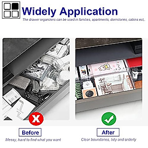 Yipaga Set Of 6 Drawer Dividers Organizers, Adjustable Kitchen Drawer Organizer, Clear Plastic Drawers Separators for Clothing, Kitchen Utensils & Office Storage Expandable from 11-19"