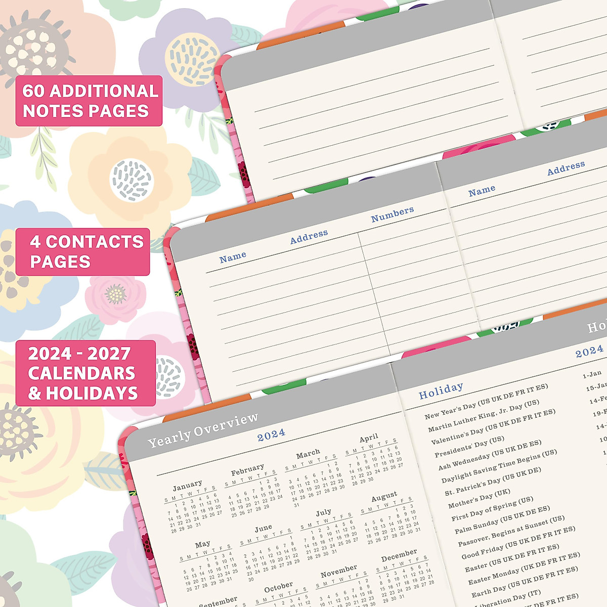 Pocket Planner/Calendar 2024-2027 - Monthly Pocket Planner/Calendar, Jul. 2024 - Jun. 2027, 3.8" x 6.4", 3 Year Monthly Planner, 63 Notes Pages