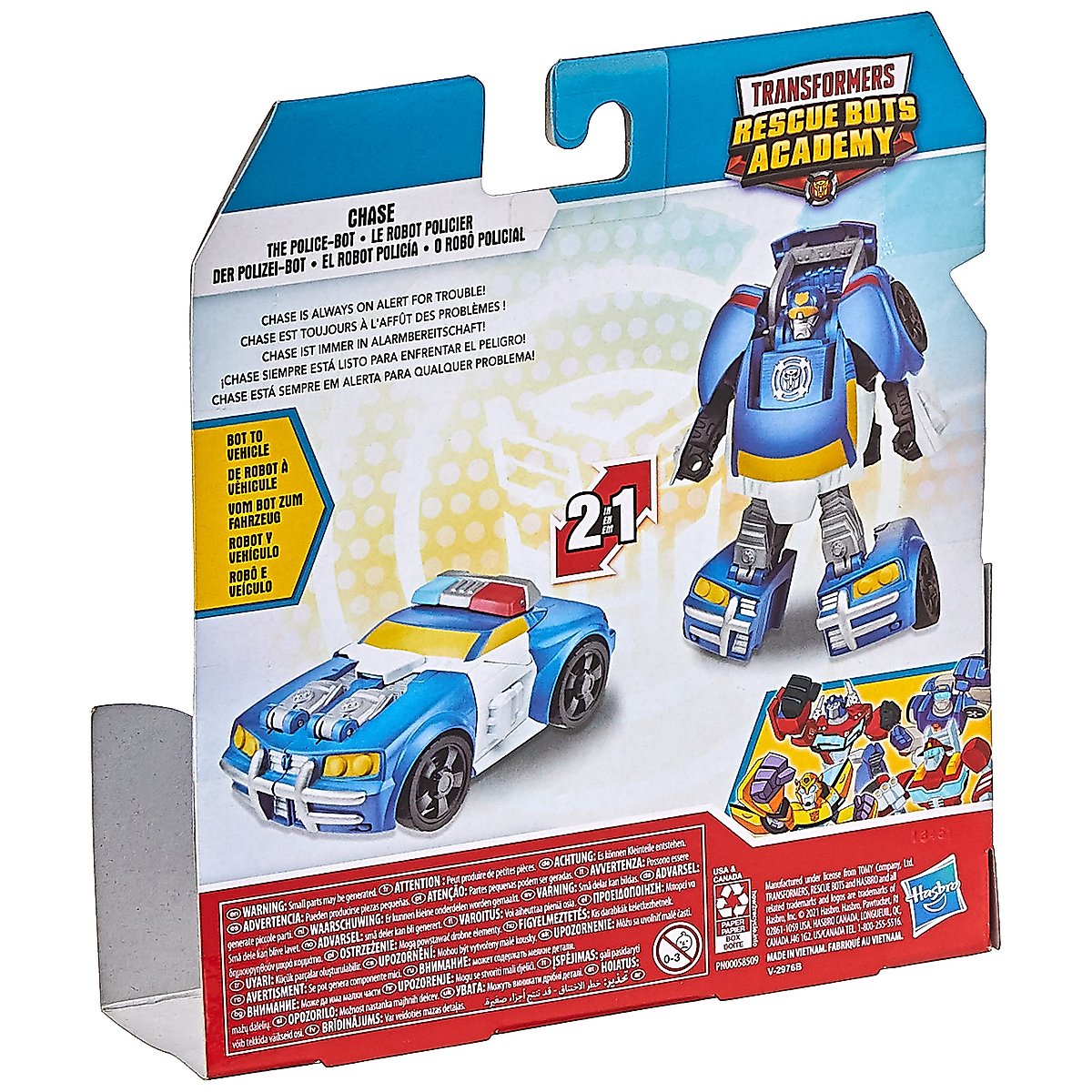 Transformers Playskool Heroes Rescue Bots Academy Classic Heroes Team Chase The Police-Bot Converting Toy, 4.5-Inch Action Figure, Kids Ages 3 and Up