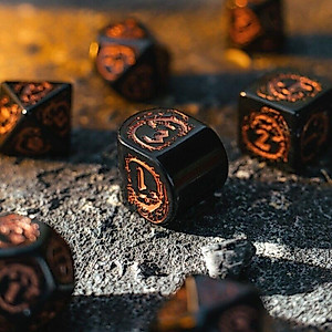 Dragons Modern Dice Set Black & Copper