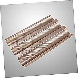 BIENKA 1pc Toast for Tray Steel Sub Pan Bake Non-stick Perforated Loaves Nonstick Oven Pans Wave Frame Bread Toasting Tool Rack Slots Loaf Forms Carbon Stick Size Kitchen Golden bread pan (Color : Go