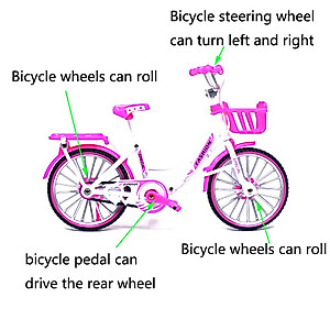 Ailejia Finger Racing Bicycle Mountain Bike Cake Topper Mini Dirt Bike Bicycle Model Cool Boy Toy (Pink)