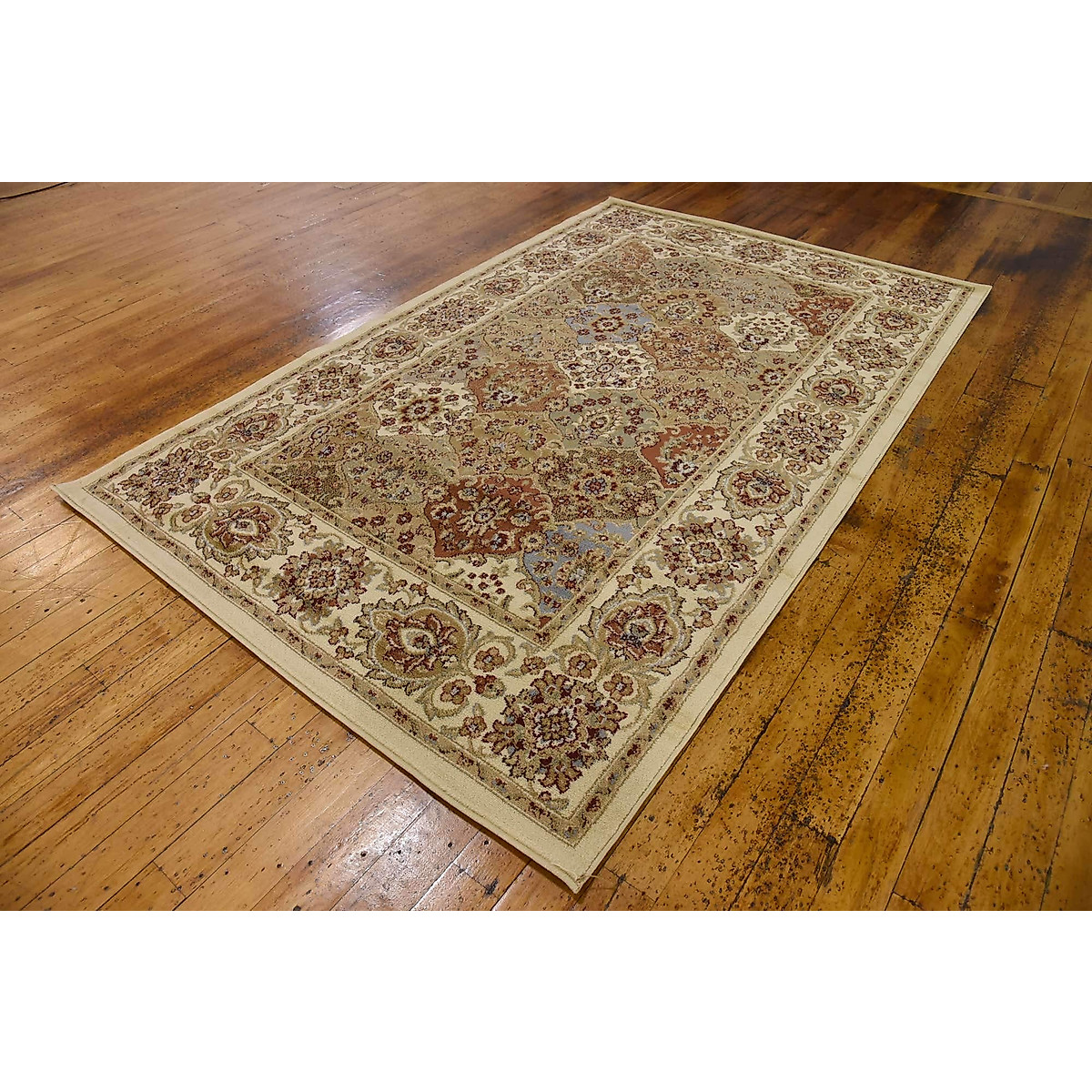 Unique Loom Voyage Collection Traditional Oriental Classic Intricate Medallion Design Area Rug, Rectangular 5' 3" x 8' 0", Ivory/Brown