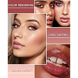 Hydrating Tinted Lip Balm Set-3Pcs Natural Gloss Lip Balm Plumper,Long Lasting Lipgloss Creamy Lipstick,Lightweight High-Pigment Lip Stain Pen Lip Crayon Stick, Christmas Makeup Gift for Women-Set A