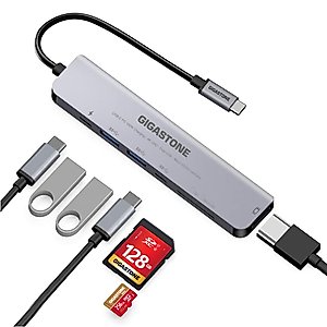 【USB C Hub】 Gigastone Multiport Adapter 7-in-1 USB C Docking Station with 4K HDMI, 100W Power Delivery, USB-C& 2 USB 3.0, SD & MicroSD Reader, for MacBook Air/Pro, Chromebook, Zenbook, Surface