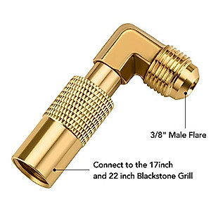 WADEO Propane Elbow Adapter, Low Pressure 3/8" Male Flare Propane Elbow Fitting for Blackstone Tabletop Camping Grill 17 Inch and 22 Inch Portable Gas Griddle