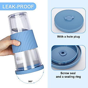 AiDrink 24 OZ Plastic Tumbler with Lid and Wide Straw Reusable Boba Cup Iced Coffee Iced Tea Smoothie to Go Cup Clear Insulated Double Wall Tumbler Leak-Proof Travel Mug for Adults (Purple)