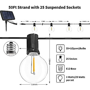 BRTLX 50FT Solar Outdoor String Lights,Shatterproof LED Patio Solar Lights with Remote Control Waterproof Hanging Indoor Outdoor Lights for Home Wedding Decor Party Backyard Lights