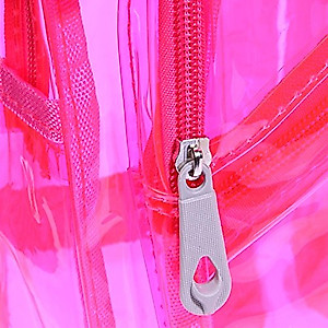 AZURAOKEY Women's Clear Backpack Transparent PVC Backpack Waterproof Bags Student School bags Heavy Duty Clear Backpack Stadium Approved Transparent Clear Backpack for School (Pink)
