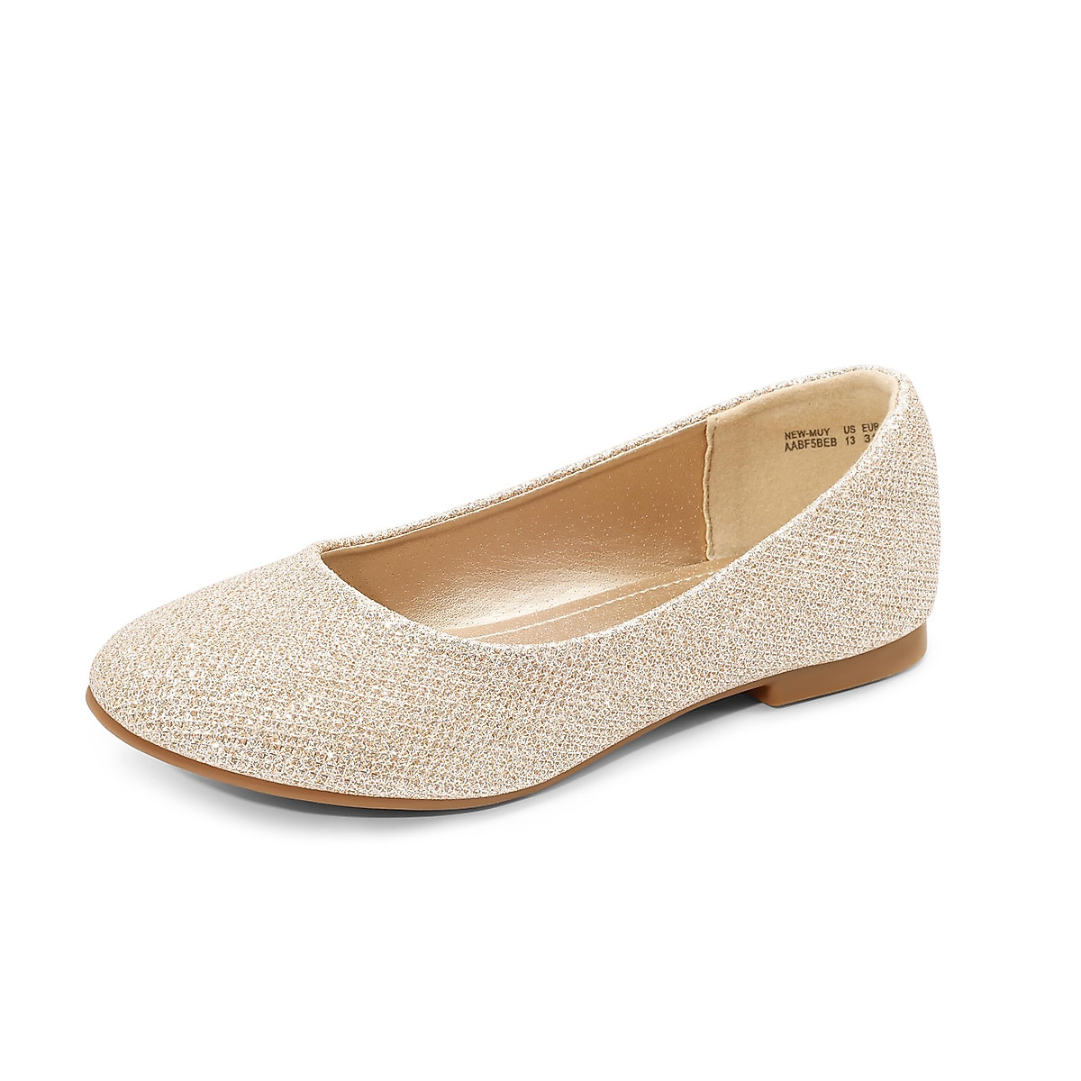Dream Pairs Girls Mary Jane Ballerina Flat Shoes, Gold/Glitter - 2 Little Kid (Muy-Shine)