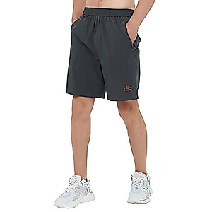 Rdruko Men's Quick Dry Hiking Shorts Lightweight Running Workout Gym Active Shorts with Zipper Pockets(Dark Grey, US M)