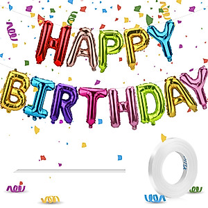 Happy Birthday Banner (3D Mixture color Lettering) 16 Inch Mylar Foil Letters, Inflatable Party Decor and Event Decorations for Kids and Adults, Reusable, Ecofriendly Fun