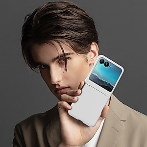 Yuanjing for Moto Razr 40 Ultra case (Screen Protector Included) Thin Hard PC Phone case for Moto Razr 40+ (White)