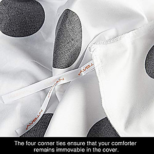 NTBAY Microfiber Twin Duvet Cover Set, 2 Pieces Ultra Soft Polka Dots Printed Comforter Cover Set with Zipper Closure and Corner Ties, Black and White