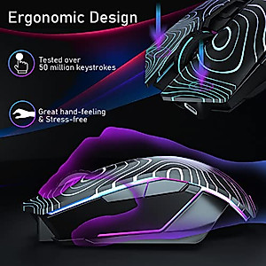 SOLAKAKA SM10 RGB Wireless Gaming Mouse with Tri-Modes (BT5.0+BT5.0+2.4GHZ),Rechargeable Wireless Mouse for Laptop/PC/Windows/Mac,Black