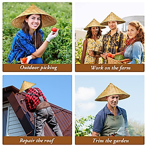 6 Pcs Bamboo Hat Retro Traditional Chinese Style Sun Hat Handmade Asian Straw Hat Bamboo Fishing Sunshade Hat for Women and Men