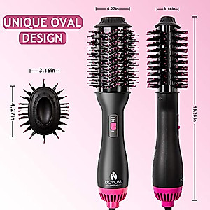 DOYOMI Enhanced Hot Air Hair Blow Dryer Brush, 3 in 1 One Step Styler Volumizer for Fast Drying, Straightening, Curling and Volumizing with Anti-frizz Ceramic Barrel Negative Ion, 55MM Oval Shape
