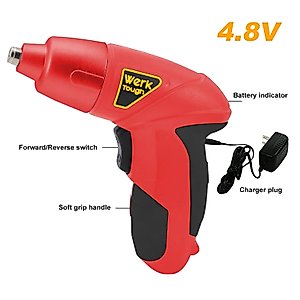 Werktough 4.8v Electric Screwdriver Cordless Mini Drill with 6 Hexagon Drill Bits and 11 CRV Screwdriver Bits-Power Your Projects with Precision and Speed