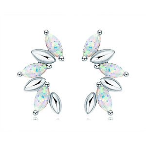 Sterling Silver Opal Stud Earrings for Women, Hypoallergenic Marquise Cut Birthstone Birthday Gift Fine Jewelry for Her Mothers Day