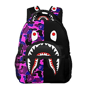 AIRPO Shark Teeth Backpacks Camouflage 3D Print Large Capacity Laptop Daypack Lightweight Multiple Backpack Fashion Travel Shoulders Bag For Women Men
