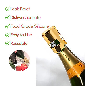 Champagne stoppers - Professional Sparkling Wine stopper, Silicone sealed Leak proof Champagne bottle cork, Suitable for all standard wine bottle size - Plug Built-In pressure pump