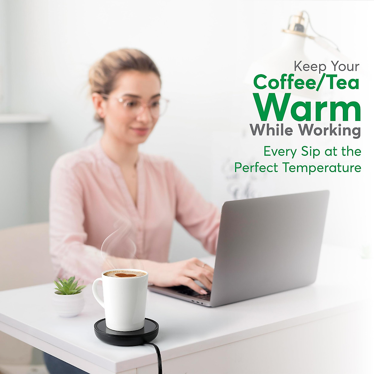 Coffee Mug Warmer - Compact Coffee Cup Warmer for Desk with Auto On/Off - Multipurpose Electric Candle Warmer Plate & Coffee Warmer for Desk, Durable, Safety Auto-Shutoff - Perfect for Home & Office