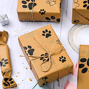 60 Sheets 20 x 20 Inch Brown Kraft Dog Paw Print Tissue Paper Puppy Paws Gift Wrap Tissue for Gift Bags Wrapping DIY Crafts