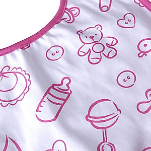 Littleforbig Cotton Waterproof Adult Babydoll Bib with Adjustable Velcro Closure Printed 2 Packs - Nursery Blue and Pink Adult Bibs