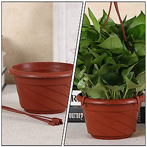 YARDWE Hanging Planter Balcony Orchid Pot: 10pcs Indoor Flower Basket Hanger Brown Succulent Pot Garden Flower Bonsai Container