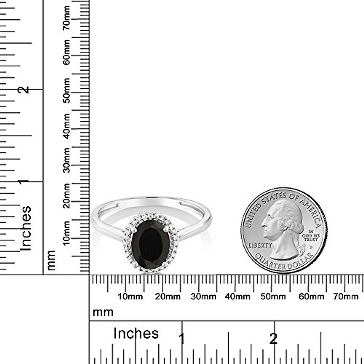 Gem Stone King 10K White Gold 8X6MM Oval Gemstone Birthstone & White Diamond Halo Engagement Ring | Wedding Anniversary Promise White Gold Ring For Women | Size 5,6,7,8,9