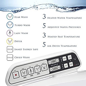 Lotus Smart Bidet ATS-500 Electronic Heated Toilet Seat, Temperature Controlled Wash, Warm Air Dryer, Easy DIY Installation, Made in Korea, One Size Fit