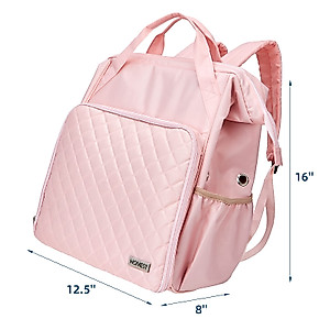 HOMEST Knitting Bag Backpack, Crochet Storage Organizer, Large Yarn Holder with Custom Front Pocket for Crochet Accessories and Supplies, Pink