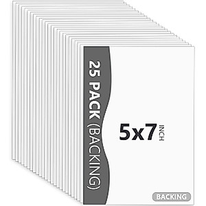 Somime 25 Pack Backing Boards Only - 5x7 Uncut White Mats Matboards, Acid Free Backerboards for Art Prints, Ideal for Photos/Pictures/Prints/Frames/Arts