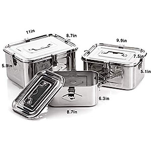 Stainless Steel Rectangular Food Storage kimchi container (3set)