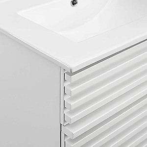 Modway Render Vanity with Sink-Floor, 24 Inch, White White