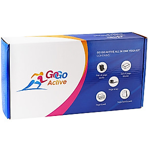 Go Go Active Yoga Accessories Set - Includes 2 Yoga Blocks, 1 Microfiber Non Slip Mat Towel 72X24, 1 Microfiber Hand Towel 24X15, 1 Yoga Strap, 1 Pair of Yoga Socks (Green)