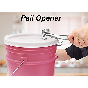 HOME-X Aluminum Pail Opener, Sturdy Bucket Lid Removal Tool, Handy Lightweight Aluminum Lid-Remover and Opener Tool, 8 ½” L x 2" W x 1 ¼” H, Silver