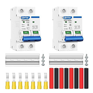 JOTTA DC 500V Miniature Circuit Breaker Mini MCB Fuse PV System Solar Engery DZ47 32A (2 Pack)