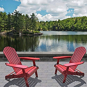 Merry Garden Northbeam Outdoor Lawn Garden Portable Foldable Wooden Adirondack Accent Chair,Deck,Porch,and Patio Seating with 250 Pound Capacity,Red