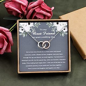 OKEYCH Best Friend Gift to Bride, To My Best Friend On Her Wedding Day Necklace, Bride Gift From Maid of Honor, Wedding Gift (To My Best Friend Necklace)