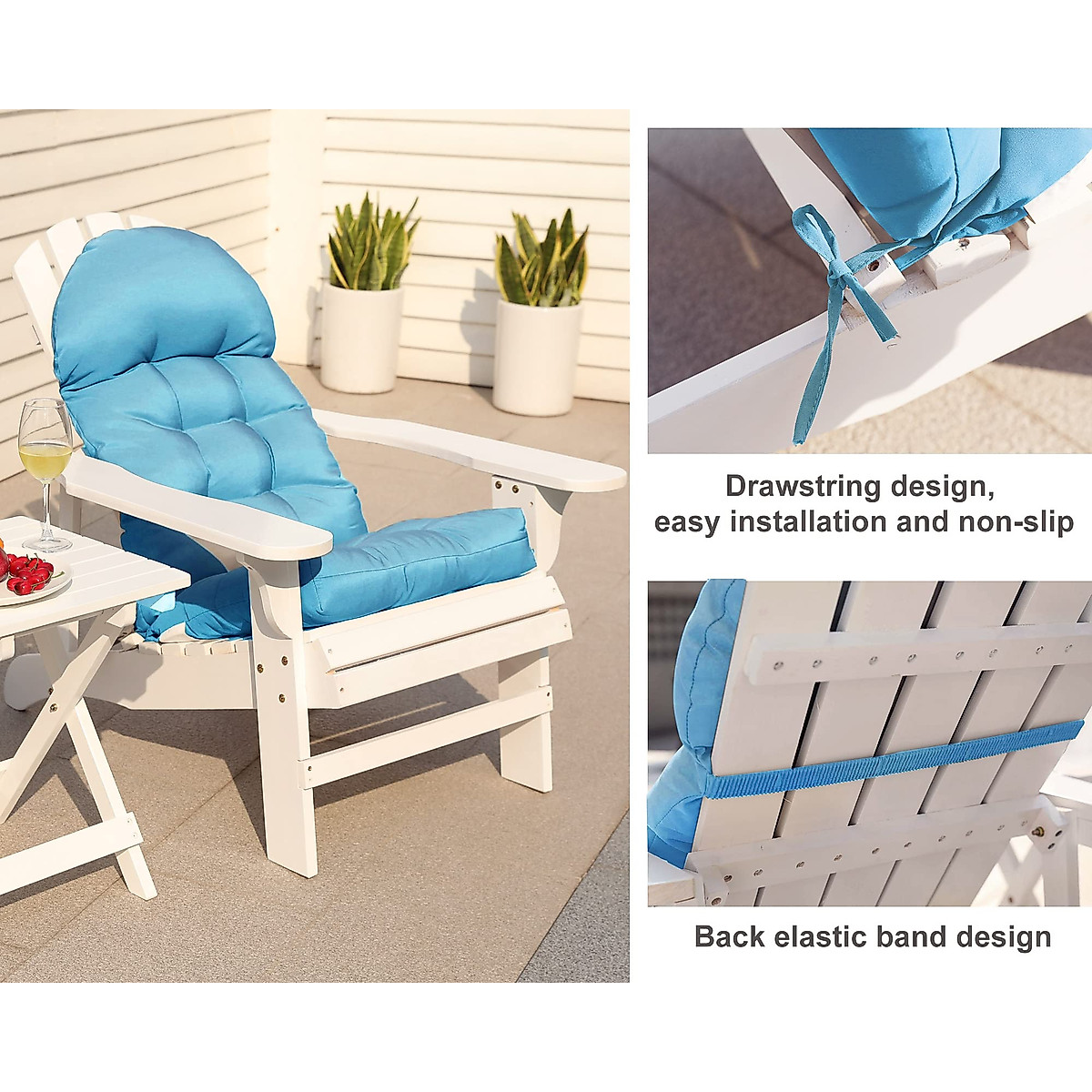 COSNUOSA Rocking Chair Cushion High Back Adirondack Chair Cushion Waterproof Patio Cushions for Outdoor Furniture Sky Blue